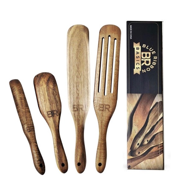 BR Basics | Kitchen | 4 Modern Acacia Wood Spurtle Spatula Set Cooking ...